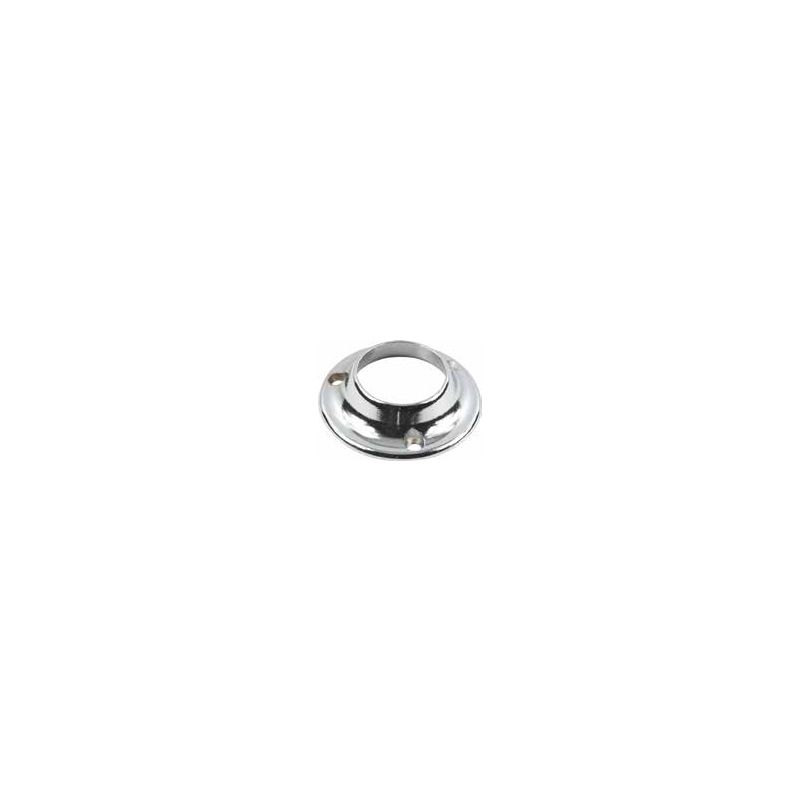 Tube support, end flange, 25mm diameter, zinc, chrome finish, each