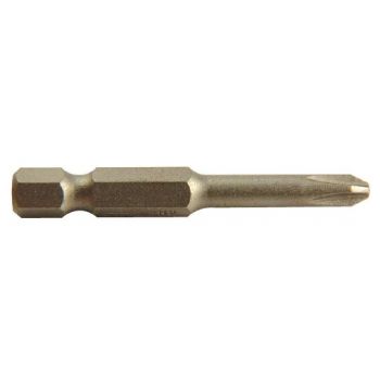 Screw driver bit, Pozi head, point size 2, 50mm, 1/4 shank, each
